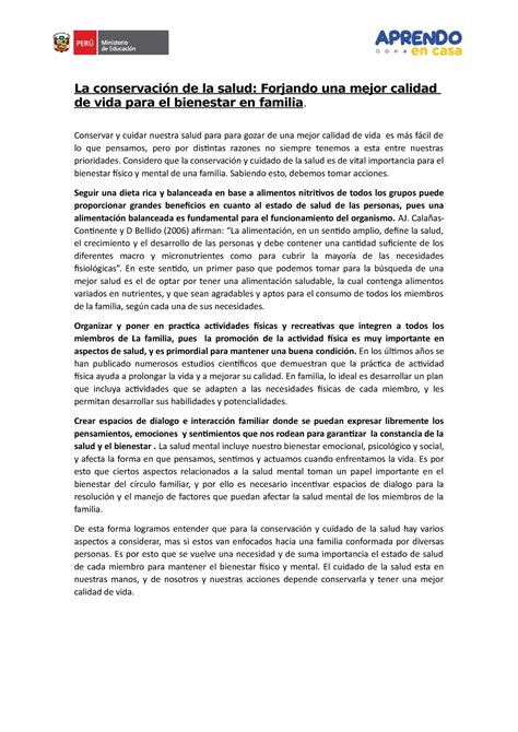 1 Texto argumentativo Comunicación La conservación de la salud