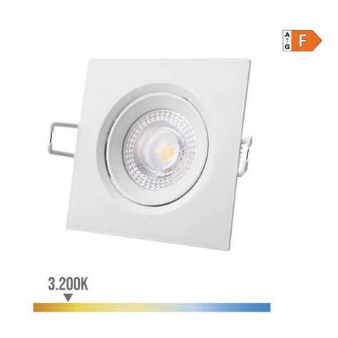 DOWNLIGHT LED ENCASTRÉ 5W 380 LUMEN 3 200K SQUARE CADRE BLANC EDM