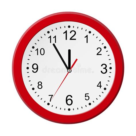 Reloj De Pared Redondo Rojo Clásico Aislado En Blanco Ilustración Del