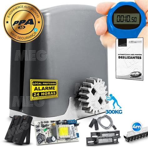 Kit Motor Ppa Dz Rio 1 4 4m Crem 3 Contr Rápido Portão 300kg