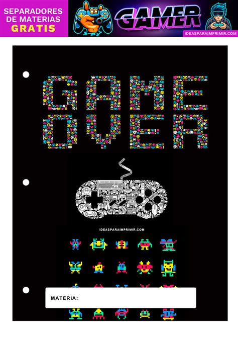 Gratis Car Tulas O Separadores De Materias De Gamer Para Imprimir