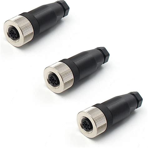 3 Pezzi M12 Connettore 4 Pin A Codice Diritto Vite Giunto Non Schermato