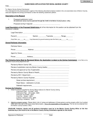 Fillable Online Fillable Online Marion County Standard Form Subdivision