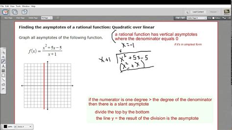 finding the asymptotes of a rational function quadratic over linear youtube