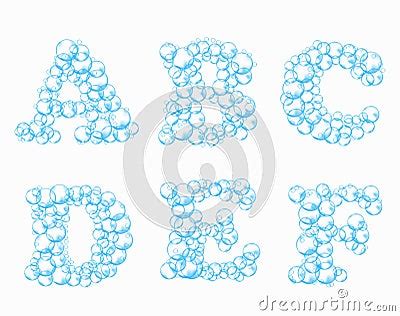 Alphabet Of Soap Bubbles Water Suds Letters A B C D E F