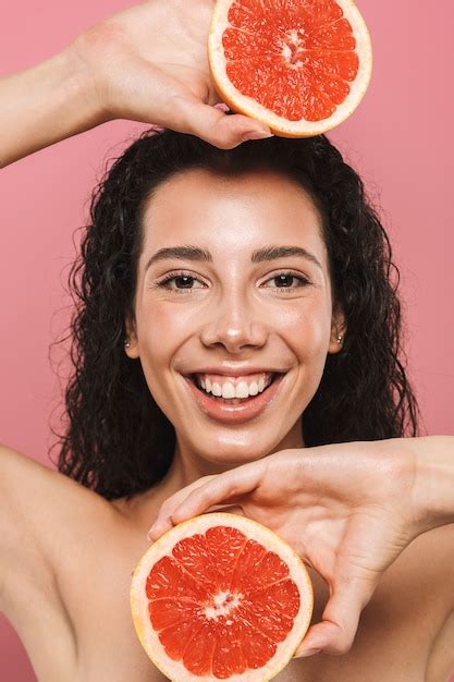 Premium Photo Happy Photo Of Half Naked Woman With Long Hair Smiling