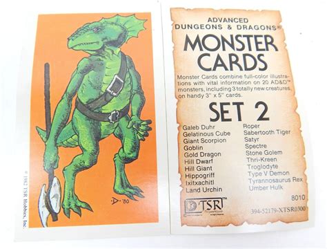 Tsr Hobbies Advanced Dungeons Dragons Monster Cards Set