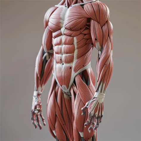 Modelo 3D de músculos do corpo humano em um fundo claro Foto Premium