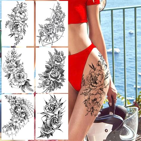 Sexy Sexy Pe Nia Tatuagens Tempor Rias Mulheres Adulto Flor Bra O