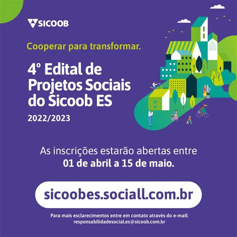 Abertas as inscrições para o 4º Edital de Projetos Sociais do Sicoob ES