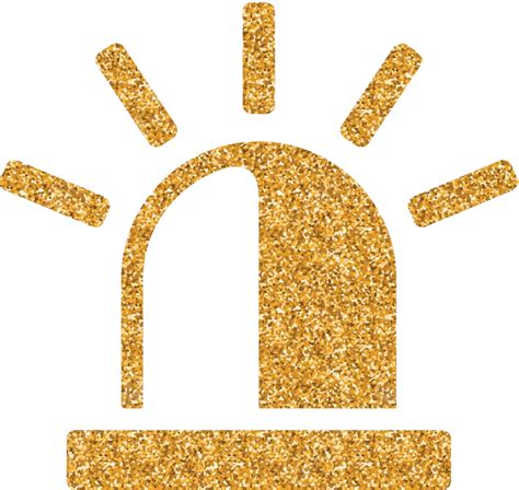 Gold Glitter Icon Siren Police Yellow Emergency Vector Police Yellow