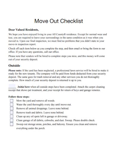 Rental Move Out Cleaning Checklist Werycap