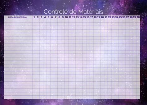 Planner Professor Galaxia Lilas Controle De Material Fazendo A Nossa