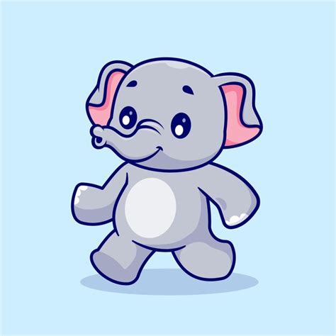 Niedlicher Elefant Der Cartoon Vektor Symbol Illustration Geht Tier