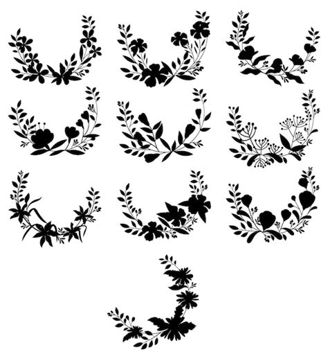 Dibujos Animados De Corona Floral En Estilo Silueta Vector Premium