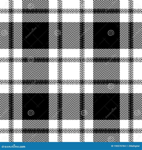 Black White Tartan Plaid Pattern Vector Herringbone Textured