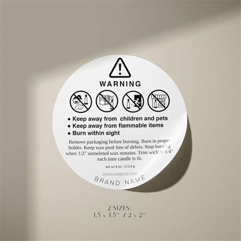 Candle Warning Label Template Printable Candle Safety Sticker