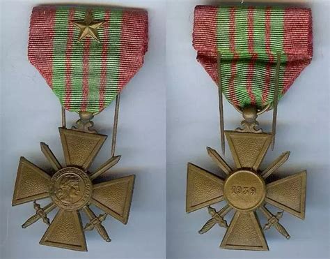 MÉDAILLE CROIX de guerre 1939 1 étoile citation d époque avec son