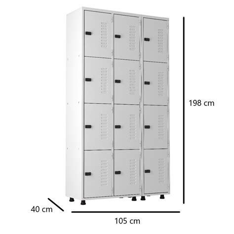 Armário Roupeiro Aço 12 portas Academia Guarda Volume Organizador EA715