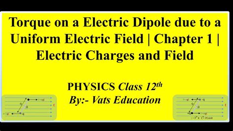 Torque Acting On A Dipole In A Uniform Electric Field Chapter 1 Class