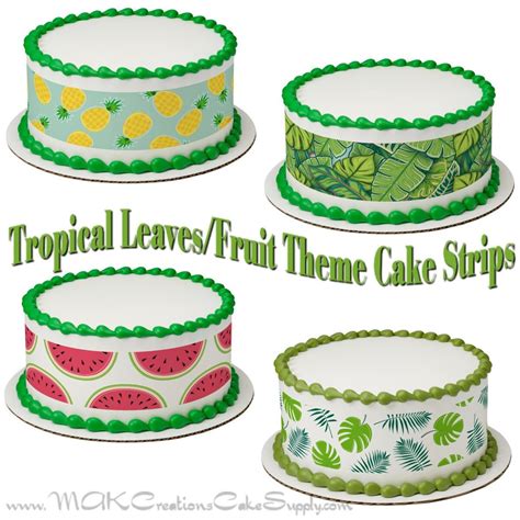 Edible Cake Topper Frosting Strips For Sides Tropical Party Pineapple