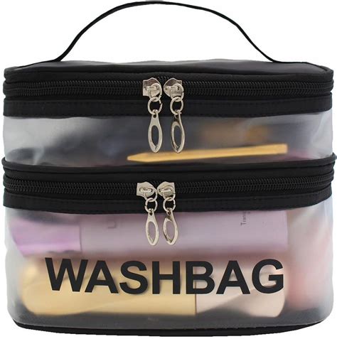 Kosmetyczka Przezroczysta Washbag Podwójna Czarna Opinie i ceny na