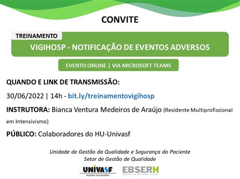 Treinamento VIGIHOSP Notificação de Eventos Adversos Empresa