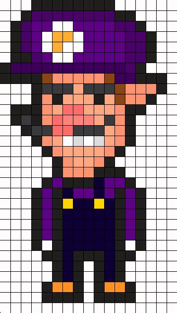 Waluigi Sprite By Divinedork On Kandi Patterns Perler Bead Art Pixel