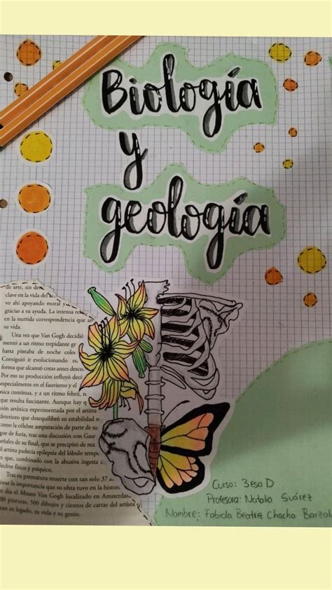 título de biología y geología Caratulas para secundaria Portadas de