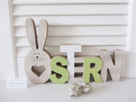 Schriftzug OSTERN Holz Osterhase 28cm Deko Schild Frohe Ostern Frühling