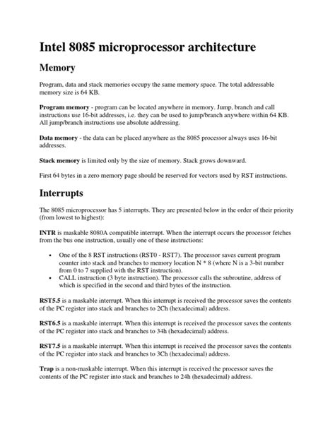 intel 8085 microprocessor architecture pdf instruction set central processing unit