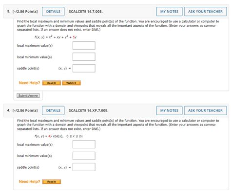 solved find the local maximum and minimum values and saddle
