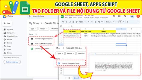 Google sheet Apps Script Tạo Folder và File từ Giá trị trên Google