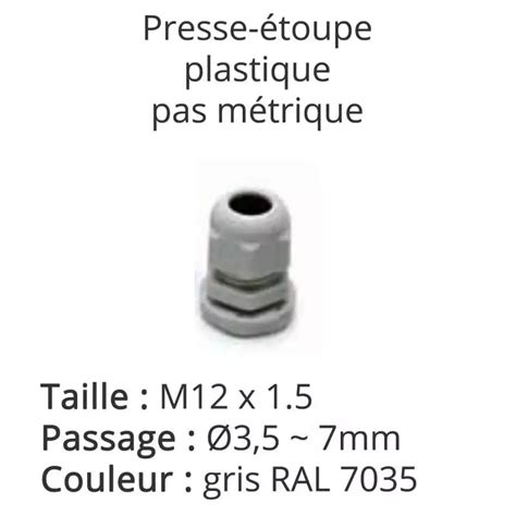Presse étoupe IP68 taille de M12 à M63 gris RAL 7035 avec contre écrou