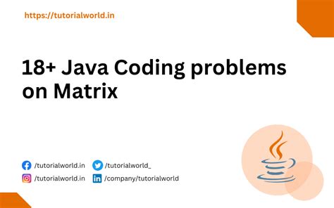 18 java coding problems on matrix tutorial world