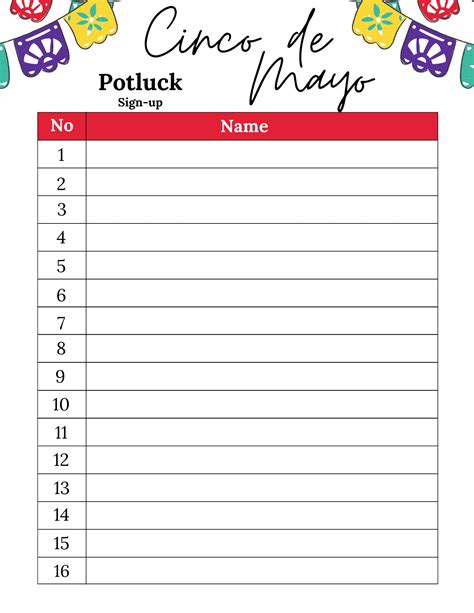 Potluck Sign Up Sheet Cinco De Mayo Potluck Sign Up Sheet Cinco De Mayo