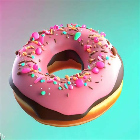 Premium Ai Image D Rendering Of Donuts With Icing And Sprinkles