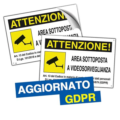 EVM 2pz Cartello Videosorveglianza Area Videosorvegliata In PVC