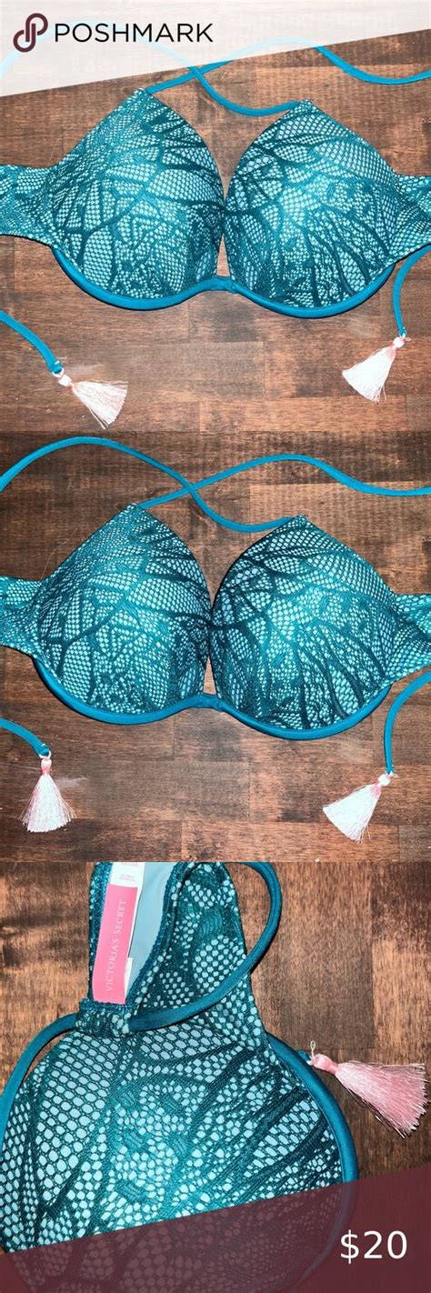 Nwot Victoria Secret Wire Cup Bra With Light Pink Tassels Teal Colors Bra Cups Have A Great