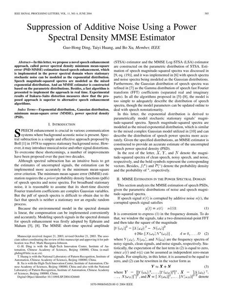 pdf suppression of additive noise using a power spectral density mmse estimator dokumen tips