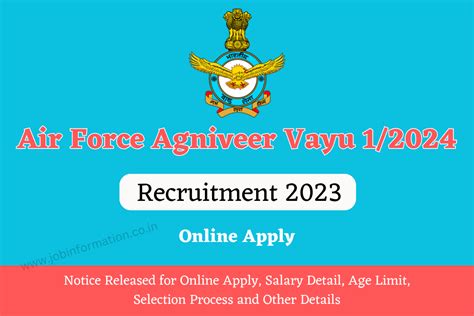 Air Force Agniveer Recruitment Vayu 1 2024 Notice Released For Online