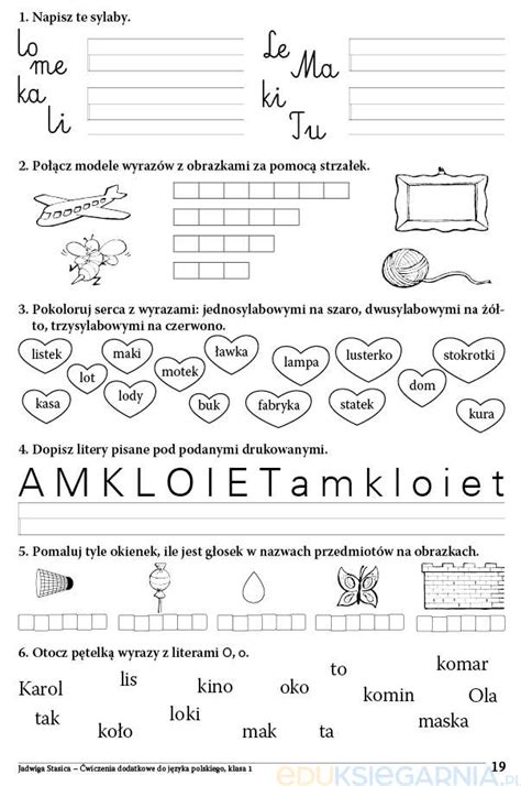 Zadania dla asów Klasa 1 Ćwiczenia dodatkowe do języka polskiego