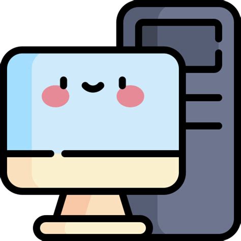Icono De Computadora Kawaii Lineal Color
