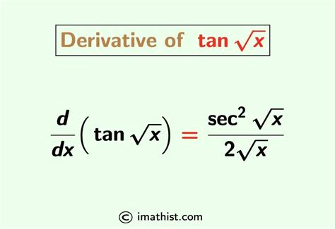 Derivative Of Tan Root X Formula Proof By Chain Rule Imath