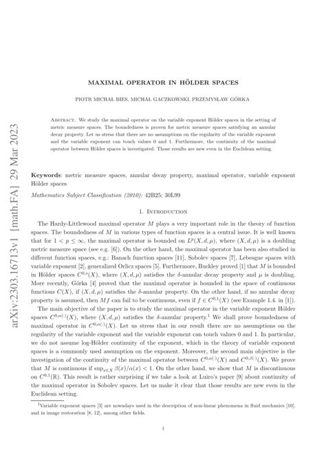 pdf maximal operator in h older spaces
