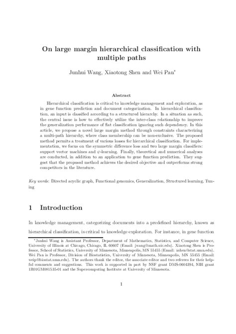 pdf on large margin hierarchical classification with multiple paths xiaotong shen