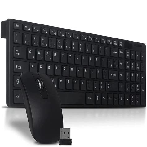Kit Teclado E Mouse Sem Fio Usb Wireless 2 4ghz Multimídia Abnt2 Pc