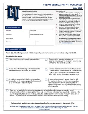 Fillable Online Financial Aid Office 2022 2023 Custom Verification