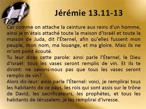 24 Le livre de Jérémie chap 13 Texte déroulant et l audio vidéo