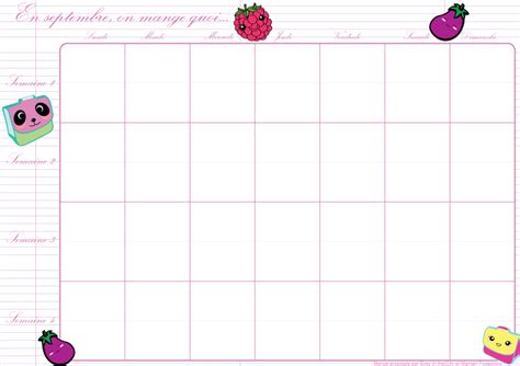 Planning Des Menus Mensuels De Septembre Imprimer